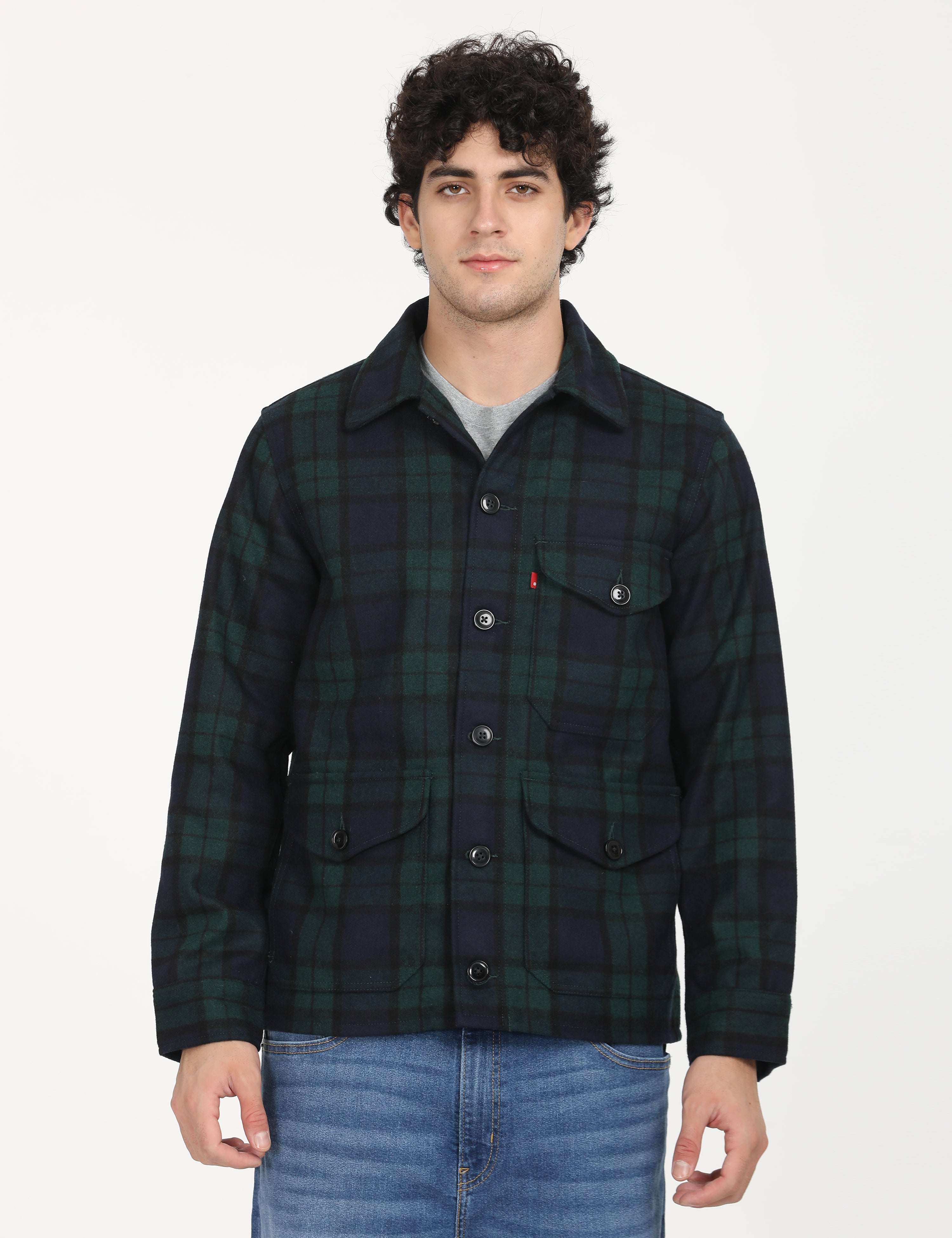 Men's Plaid Navy Spread Collar Shacket – Levis India Store