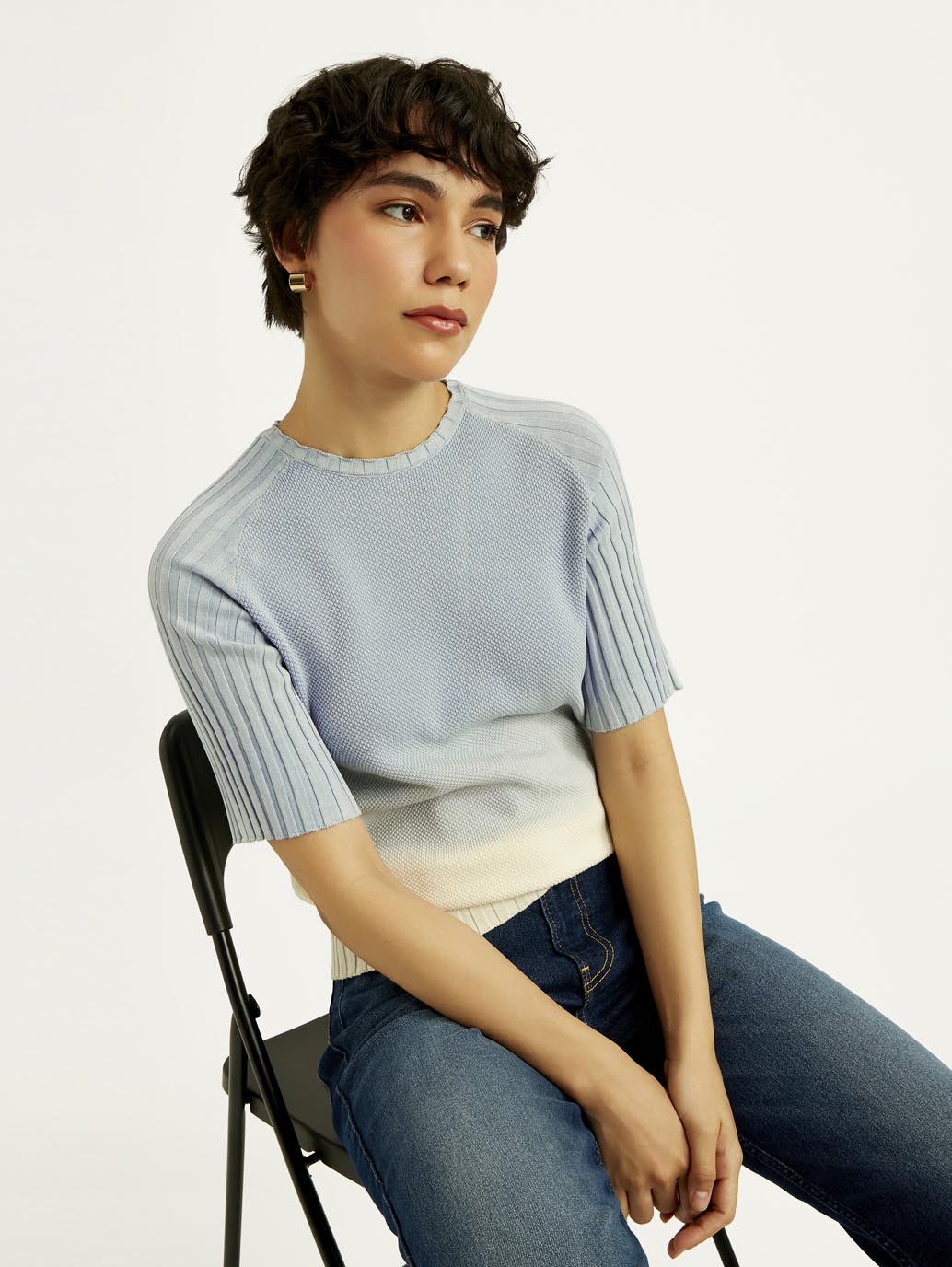 Women's Ombre Light Blue Boat Neck Top – Levis India Store