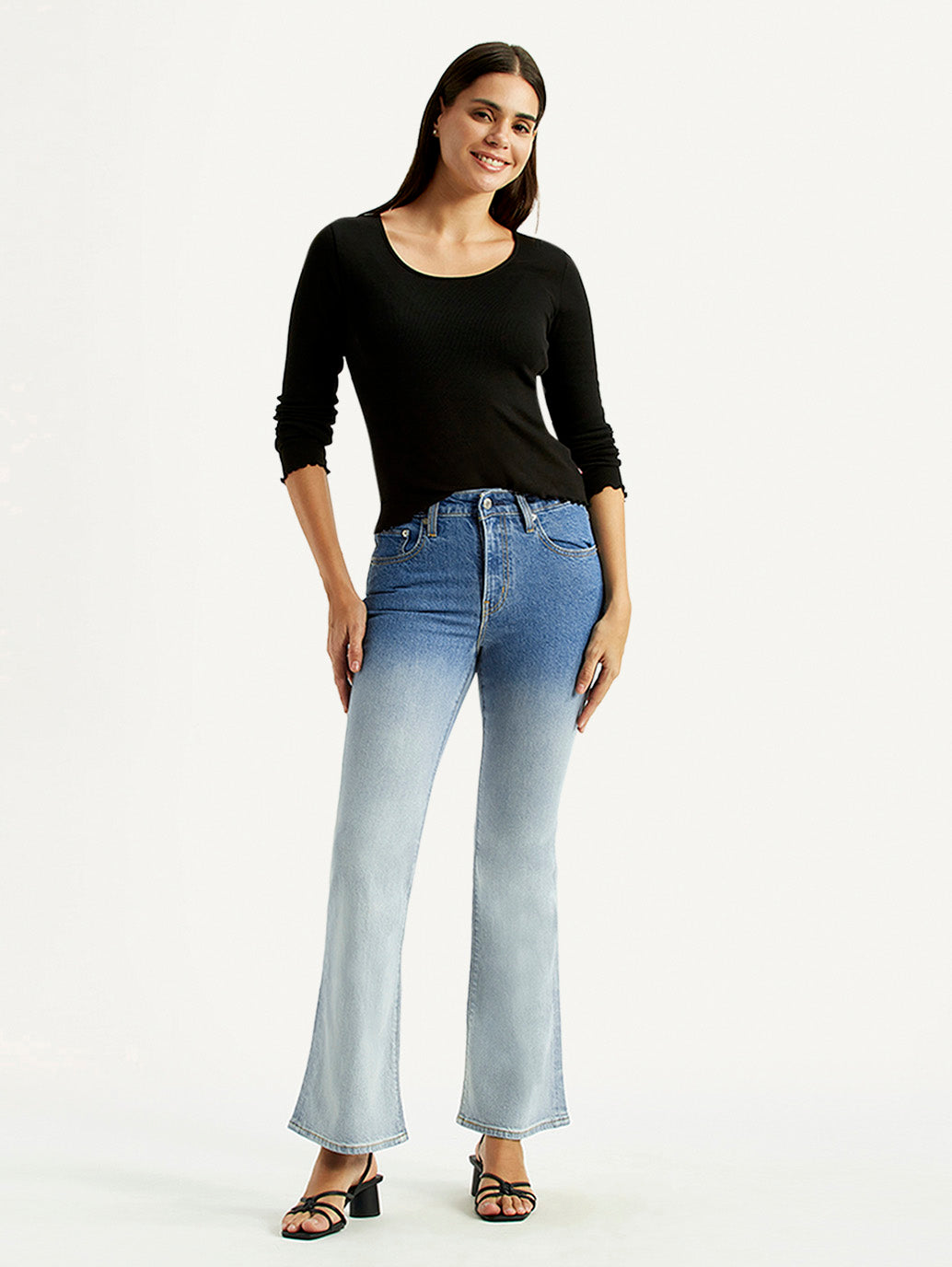 Women's 726 Blue Flared Fit High Rise Jeans – Levis India Store