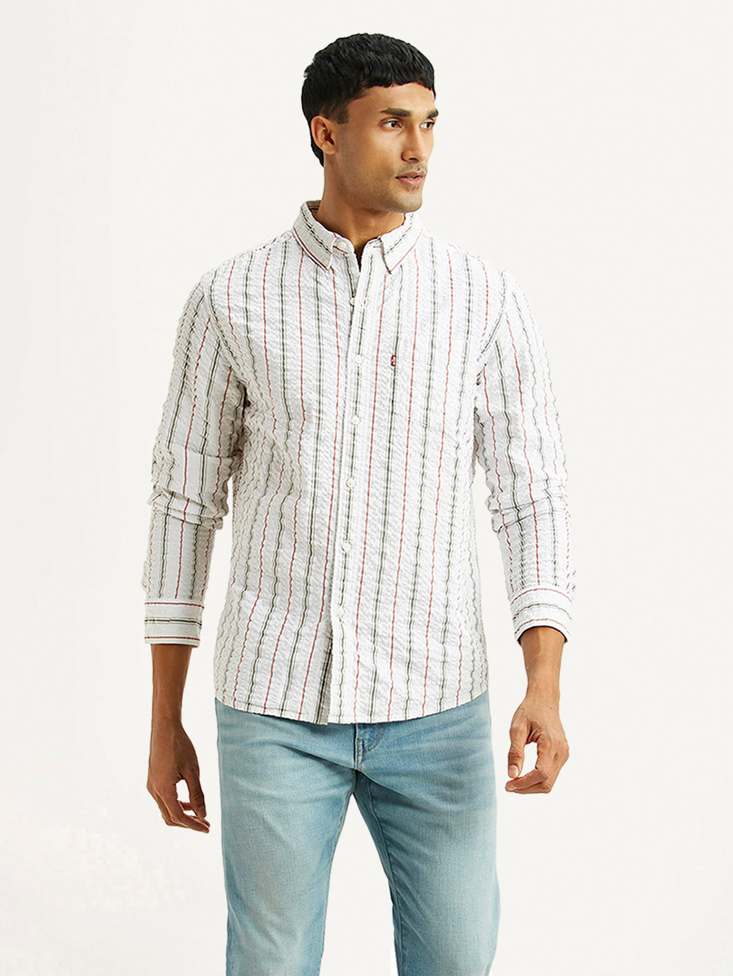 Men's Striped White Slim Fit Shirt – Levis India Store