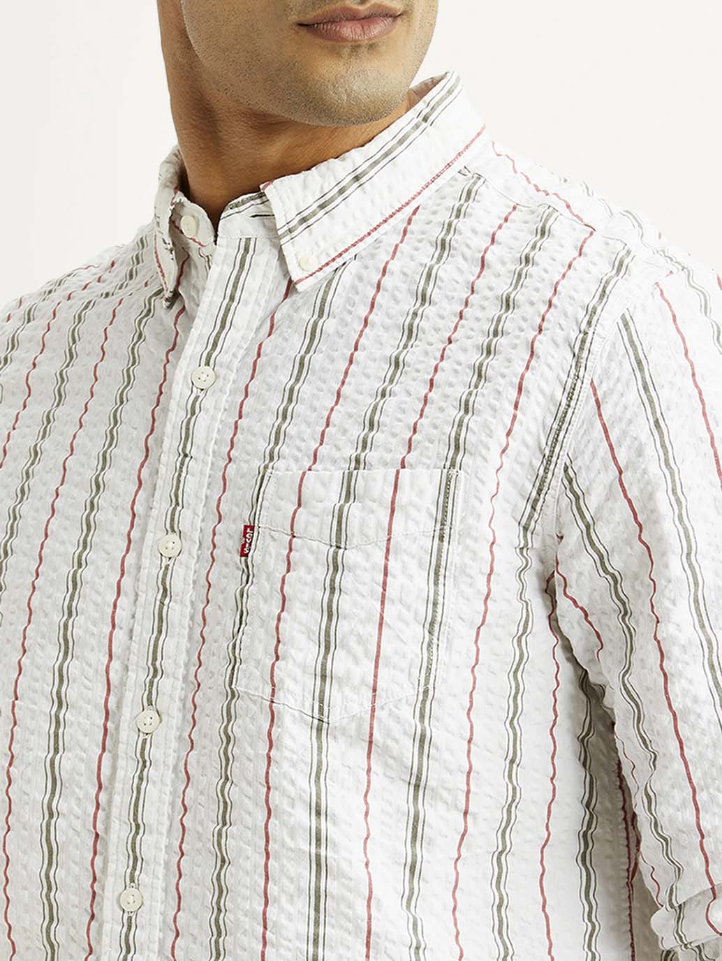 Men's Striped White Slim Fit Shirt – Levis India Store