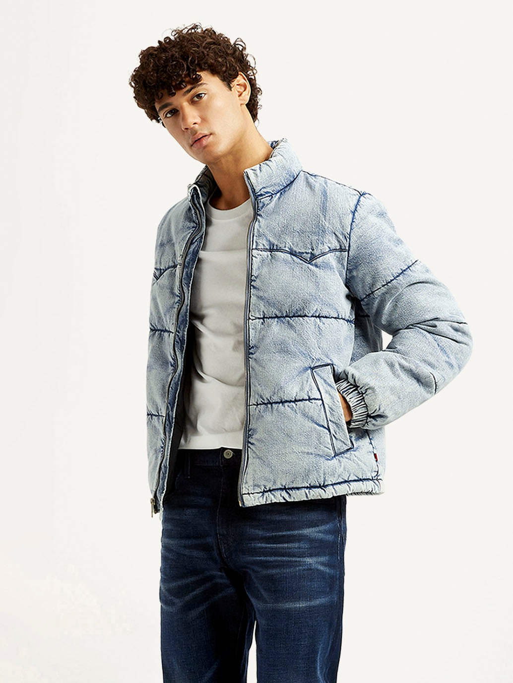 Men's Quilted Light Blue Puffer Jacket – Levis India Store