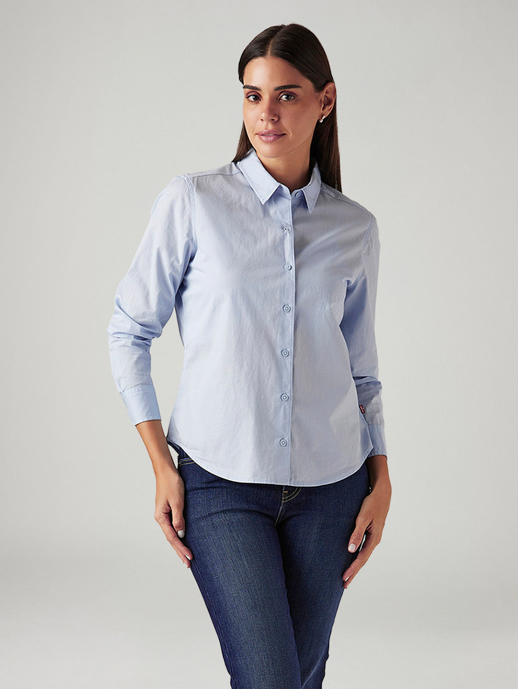 Women's Solid Light Blue Spread Collar Shirt – Levis India Store