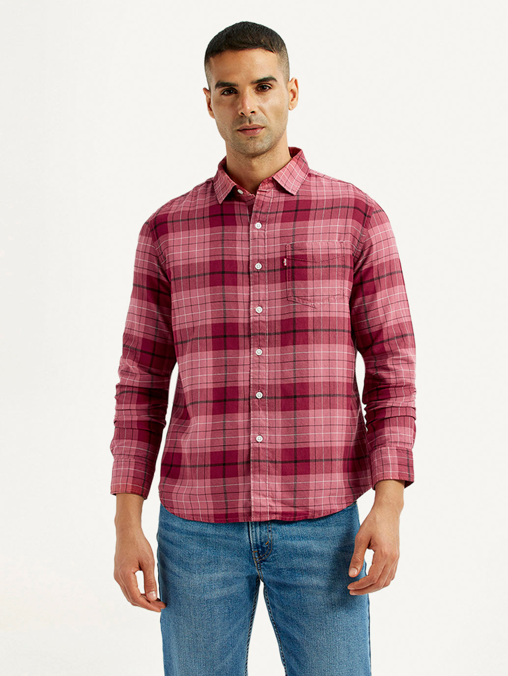 Men's Checkered Red Slim Fit Shirt – Levis India Store