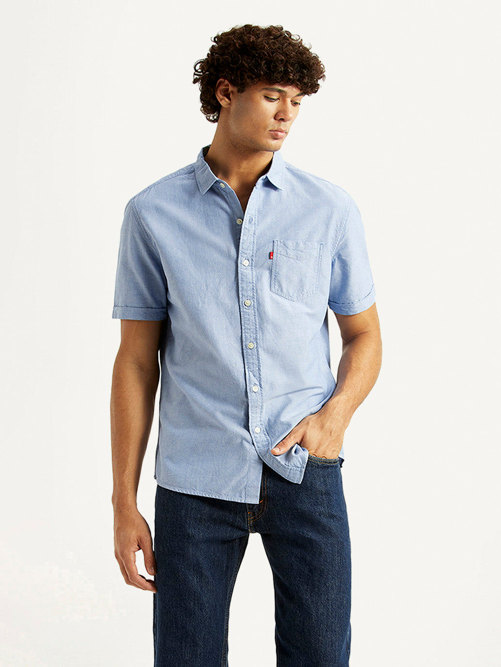 Men's Solid Light Blue Slim Fit Oxford Shirt – Levis India Store