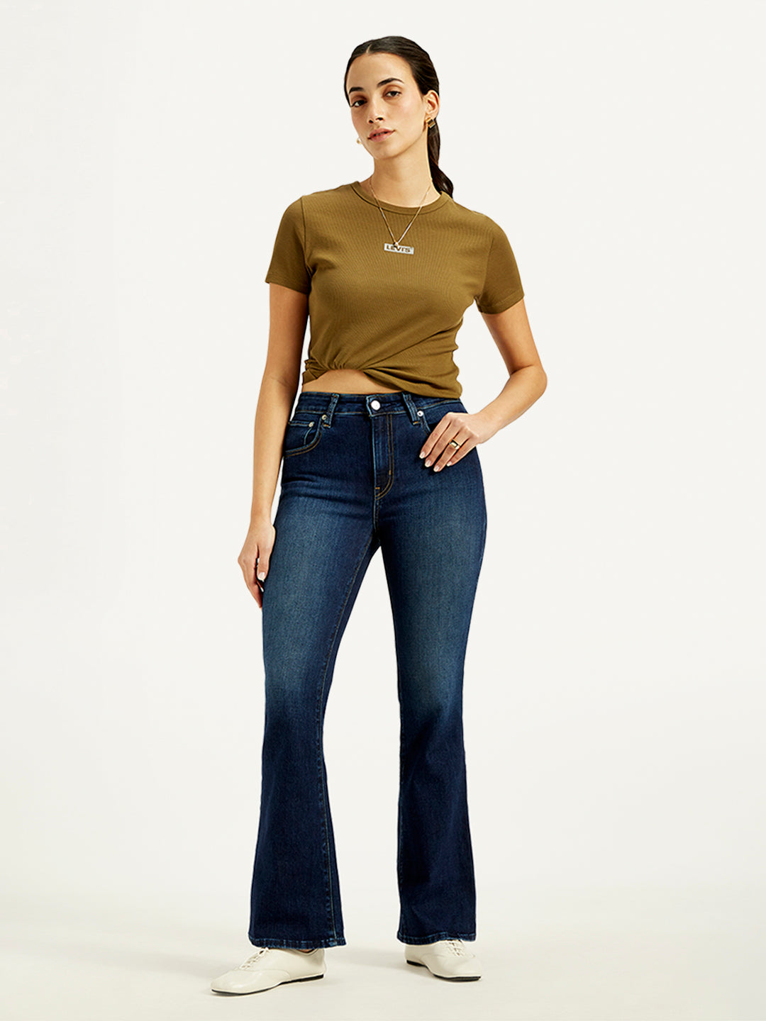 Women's 726 Navy Blue Flared Fit High Rise Jeans – Levis India Store