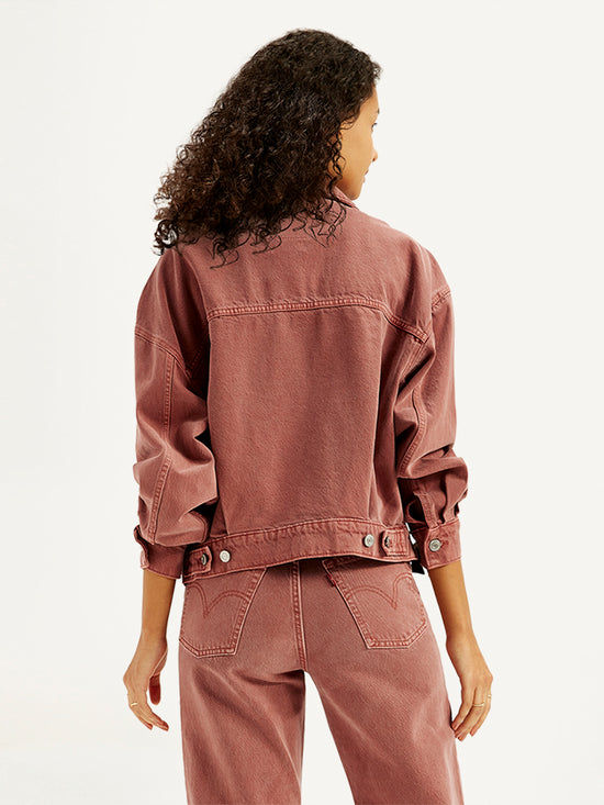 Women's Solid Rust Spread Collar Trucker Denim Jacket – Levis India Store