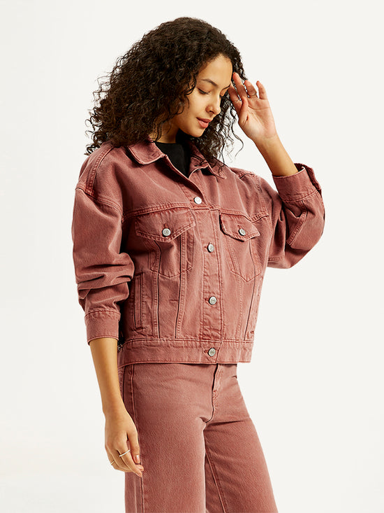 Women's Solid Rust Spread Collar Trucker Denim Jacket – Levis India Store
