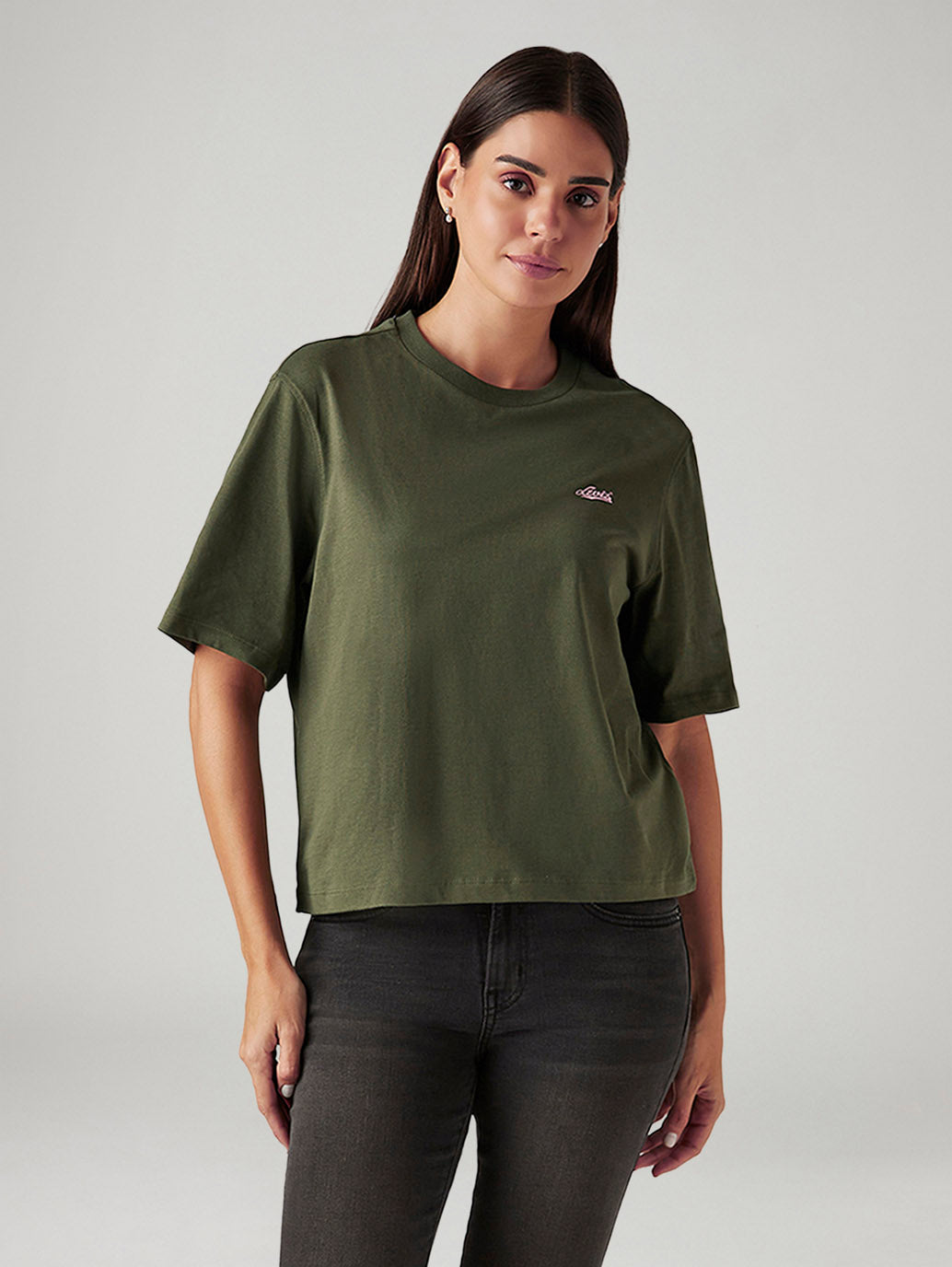 Women's Graphic Print Olive Relaxed Fit T-shirt – Levis India Store