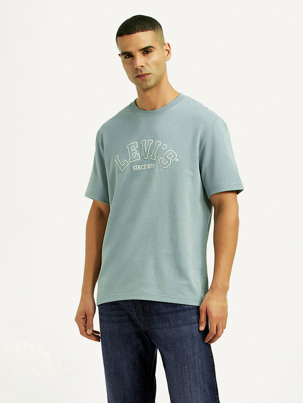 Men's Brand Logo Light Blue Crew Neck T-shirt – Levis India Store