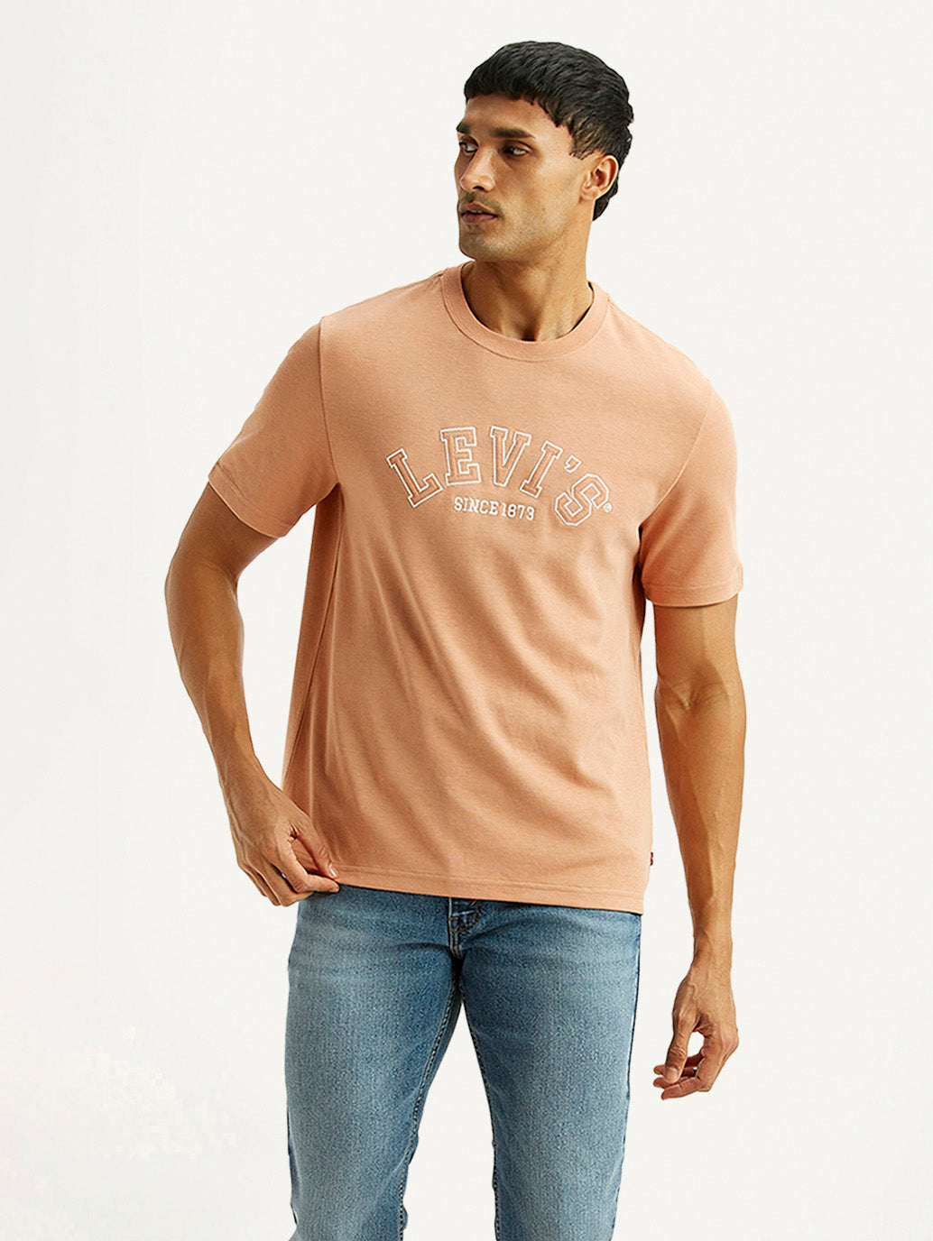 Men's Embroidered Peach Crew Neck T-shirt – Levis India Store